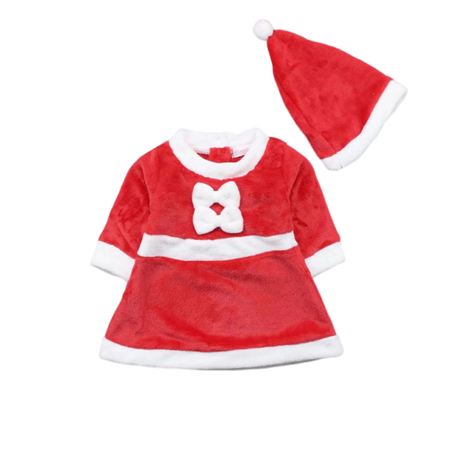 Infant Girl Santa Outfit Long Sleeve Girls Santa Christmas Dress Hat ...