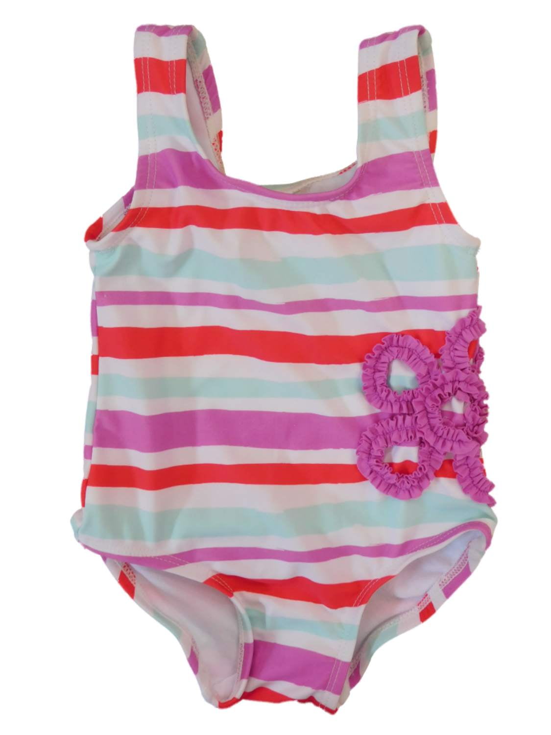 Infant Girls 1 Piece Swimming Suit Purple & Blue Stripe Butterfly ...