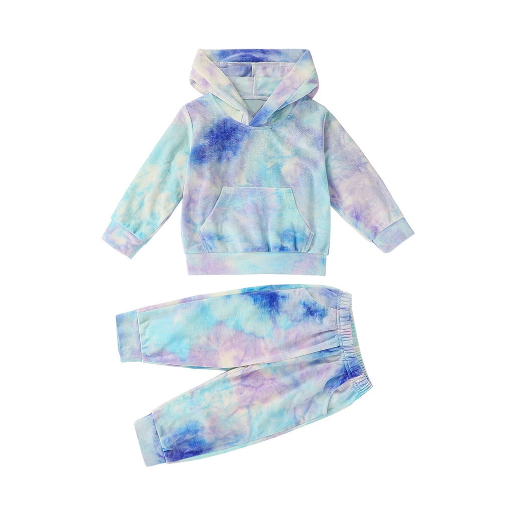 Infant Girls 2Pcs Outfits Tie-Dyed Long Sleeve Hoodie and Pant Suit ...