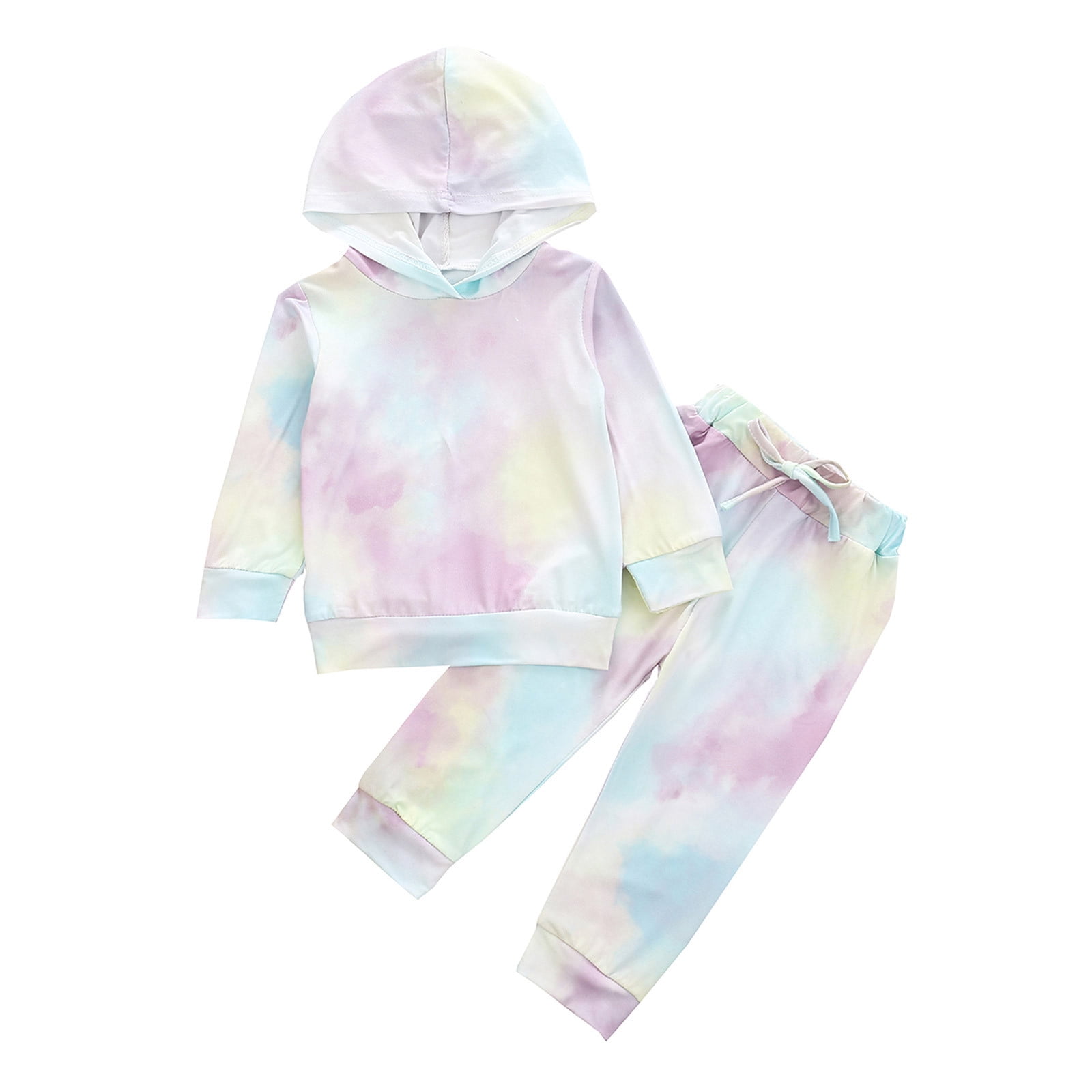 Infant Girls 2Pcs Outfits Tie-Dyed Long Sleeve Hoodie and Pant Suit ...