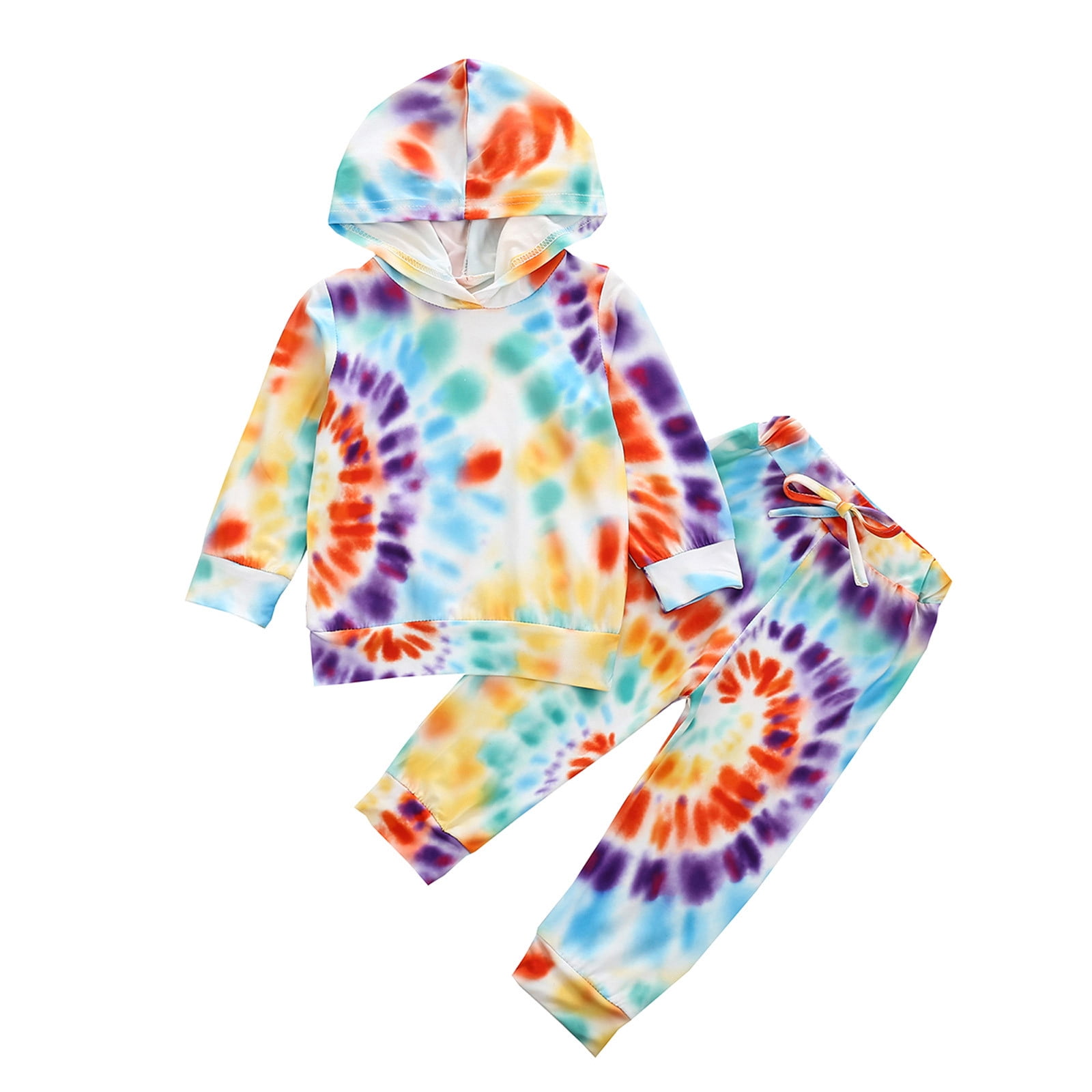 Infant Girls 2Pcs Outfits Tie-Dyed Long Sleeve Hoodie and Pant Suit ...