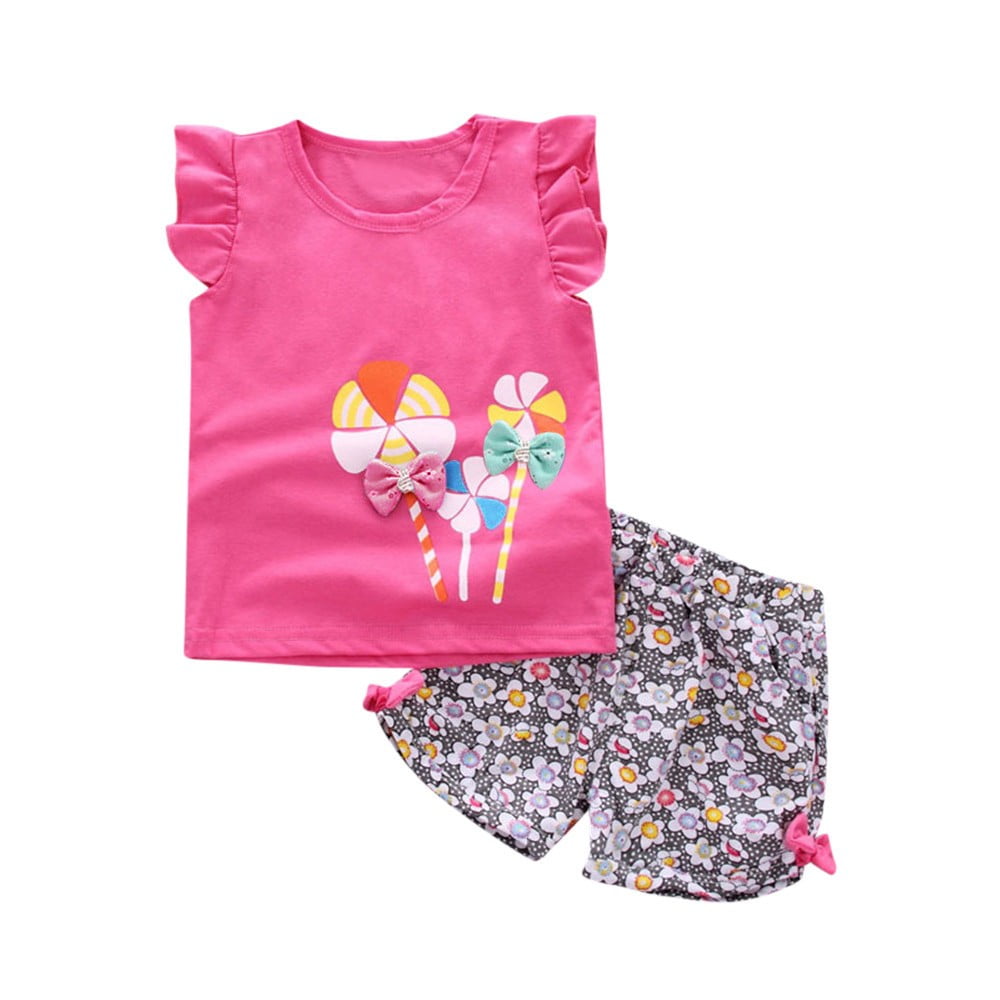 Infant Girls Outfits Cute Cartoon Print Sleeveless Tank Top and Shorts ...