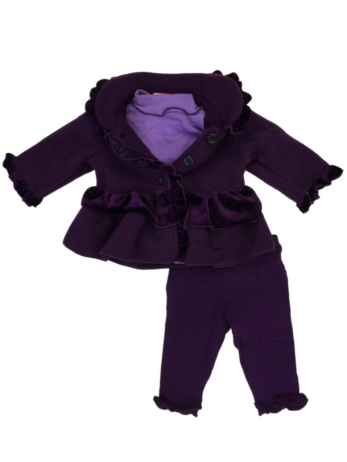 Infant Girls Purple Fleece Jacket Bodysuit & Leggings 3 pc Baby Outfit ...