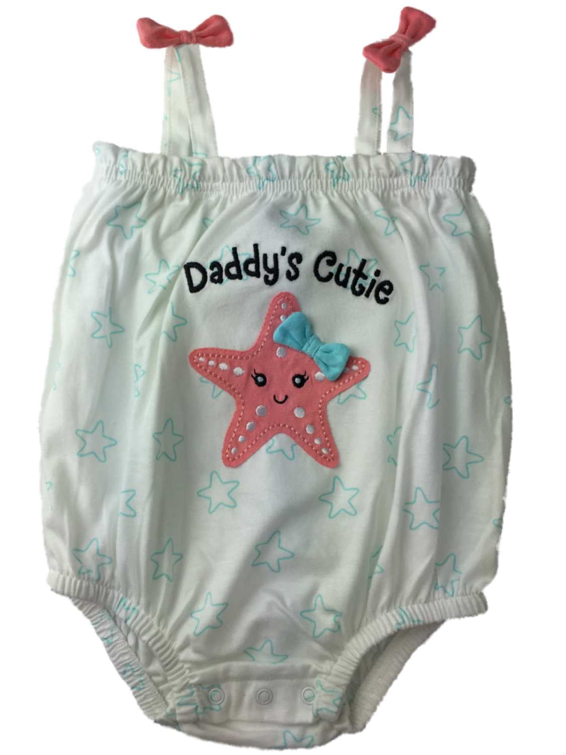 Infant Girls White & Blue Ocean Starfish Beach Outfit Bodysuit Romper ...