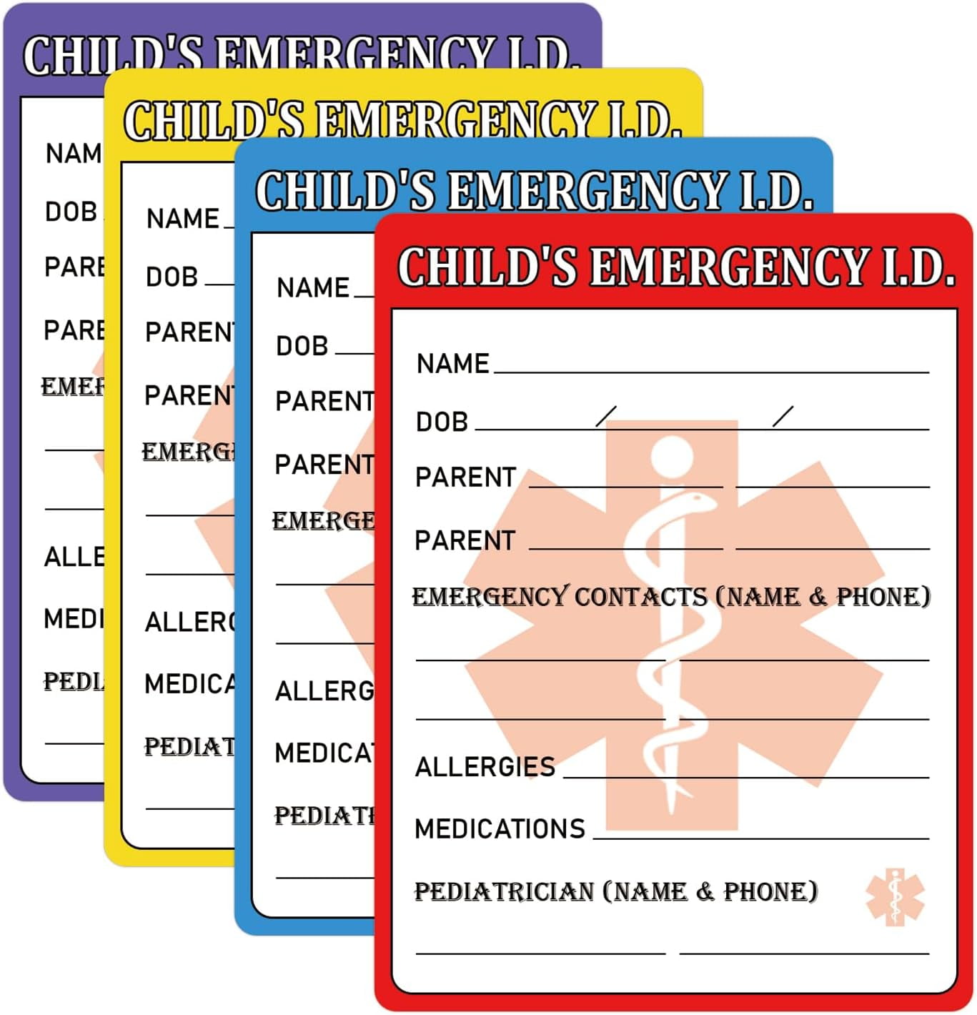 FENGHEMINGA Emergency Contact Labels, 4 x 3 in, 24 Count - Walmart.com