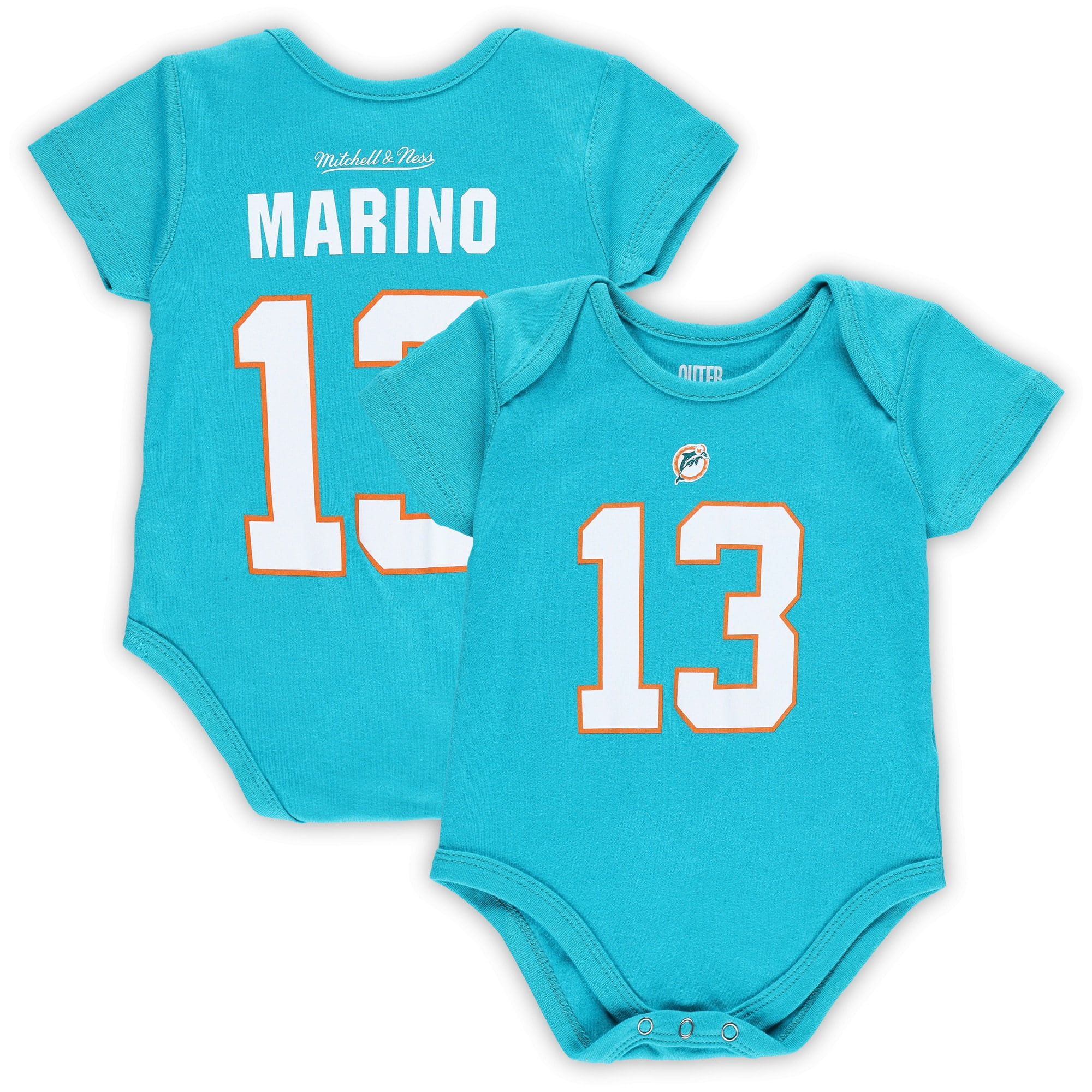 Infant Mitchell & Ness Dan Marino Aqua Miami Dolphins Mainliner Retired ...