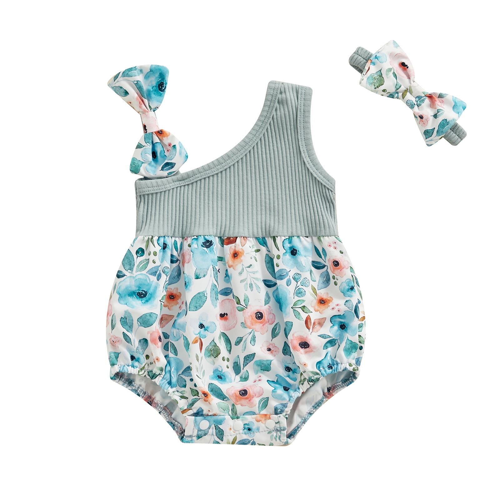 Infant Newborn Baby Girl Floral Romper One Piece Sleeveless Overall Jumpsuit Outfits with ...