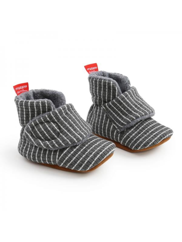 Infant Newborn Baby Girls Striped Plush Winter Boots Soft Warm Walking ...