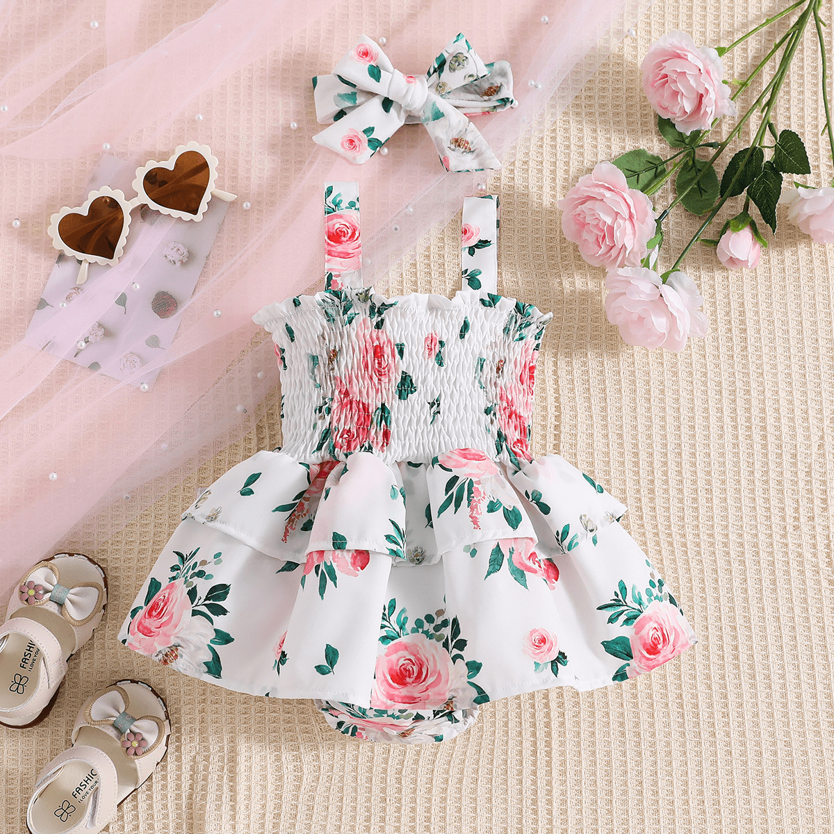 Infant Newborn Girls Romper Summer Cotton Floral Rose Pattern ...