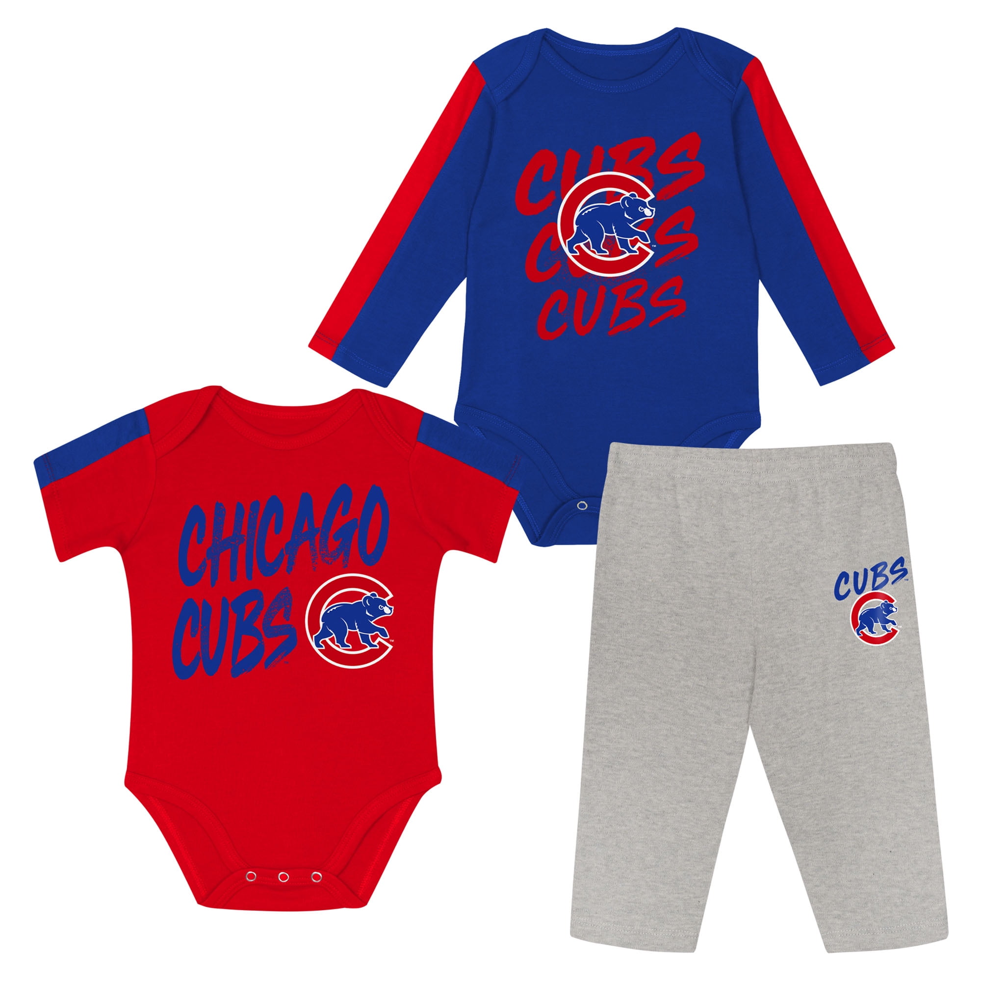 Infant Outerstuff Chicago Cubs Double Down Bodysuit and Pants 3-Piece ...