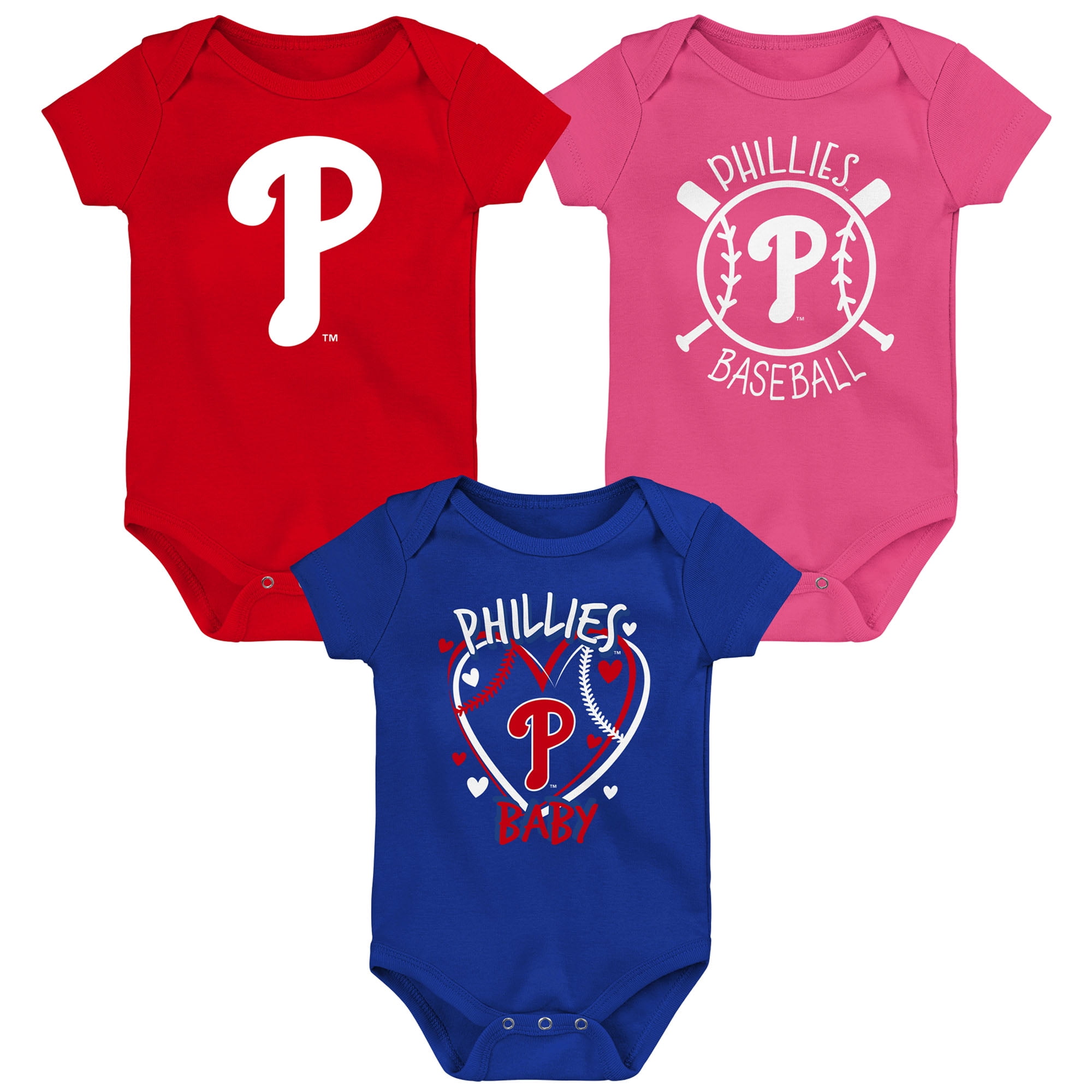 Infant Philadelphia Phillies Slide Home Three-Pack Bodysuit Set ...
