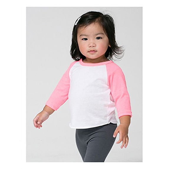 American Apparel Infant Poly-Cotton 3/4-Sleeve T-Shirt - WHT/ NE HT PNK ...