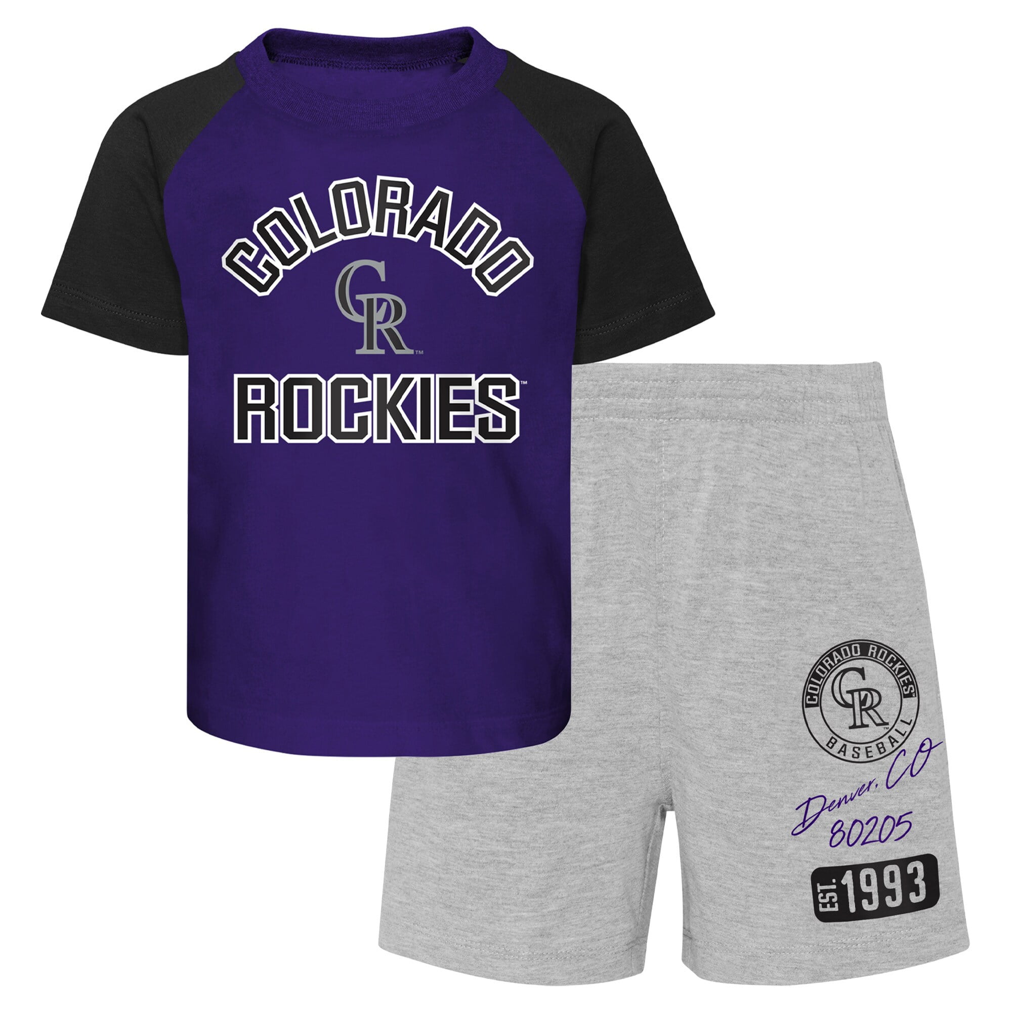 Infant Purple/Heather Gray Colorado Rockies Ground Out Baller Raglan T ...