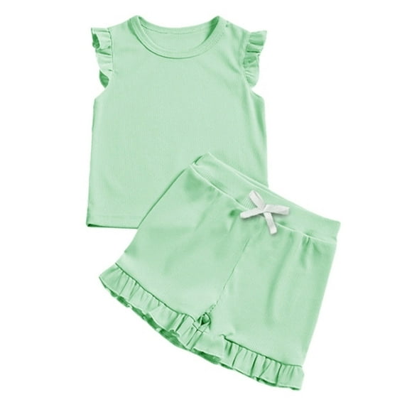Infant Summer Clothes Ruffles T-Shirt Tops + Shorts 2 Piece Girls Sets ...
