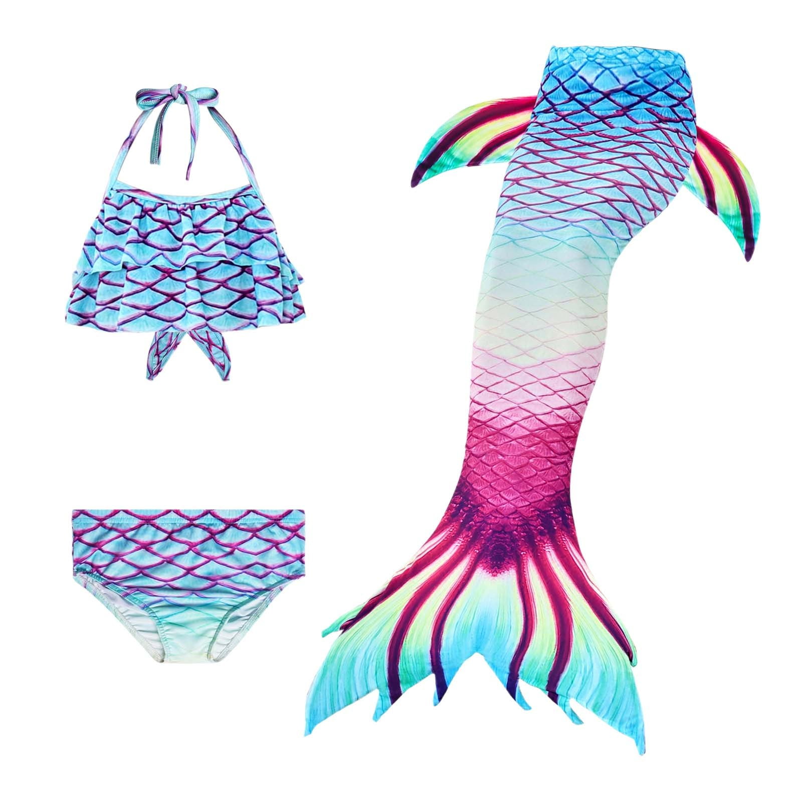 Swimsuit Girl Colorful Flounce Bikini Tankini Set Tiered Ruffle Fish ...