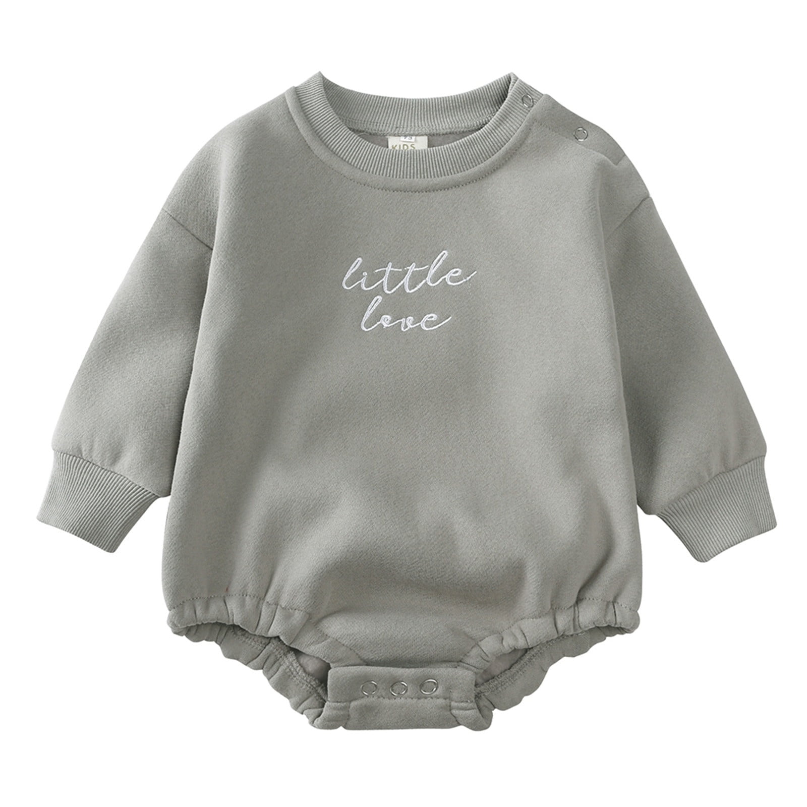 Toddler Baby Girl Boy Romper Bodysuit Long-Sleeve Letter Printing Button Up Sweatshirt Clothes ...