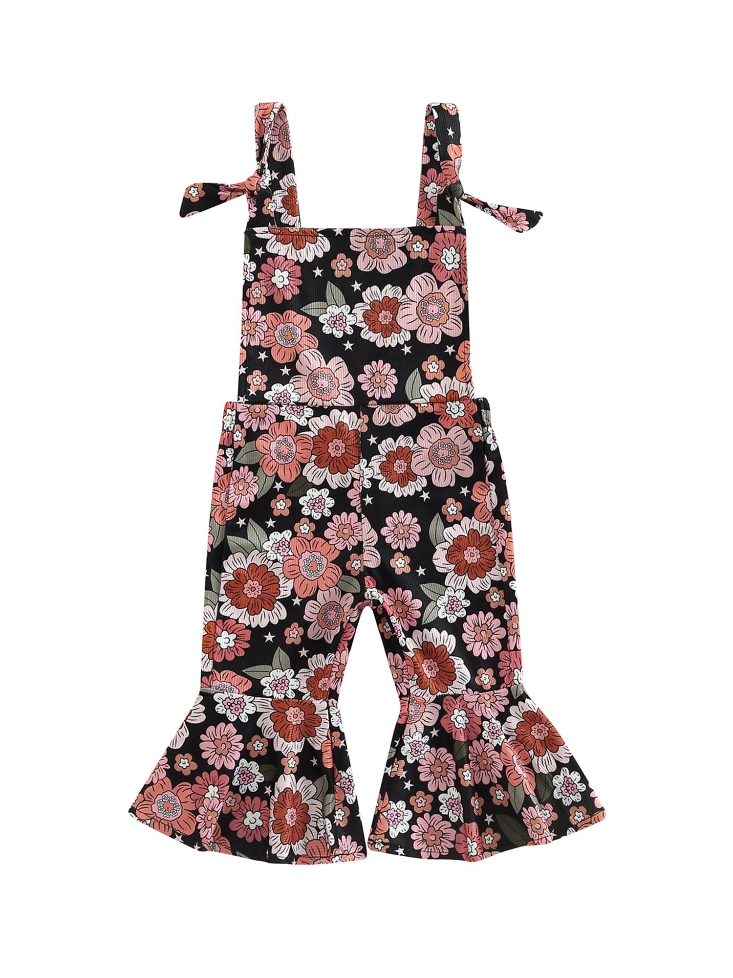 Infant Toddler Baby Girl Romper Jumpsuit Suspender Floral Print One Piece Outfit Bell Bottom ...