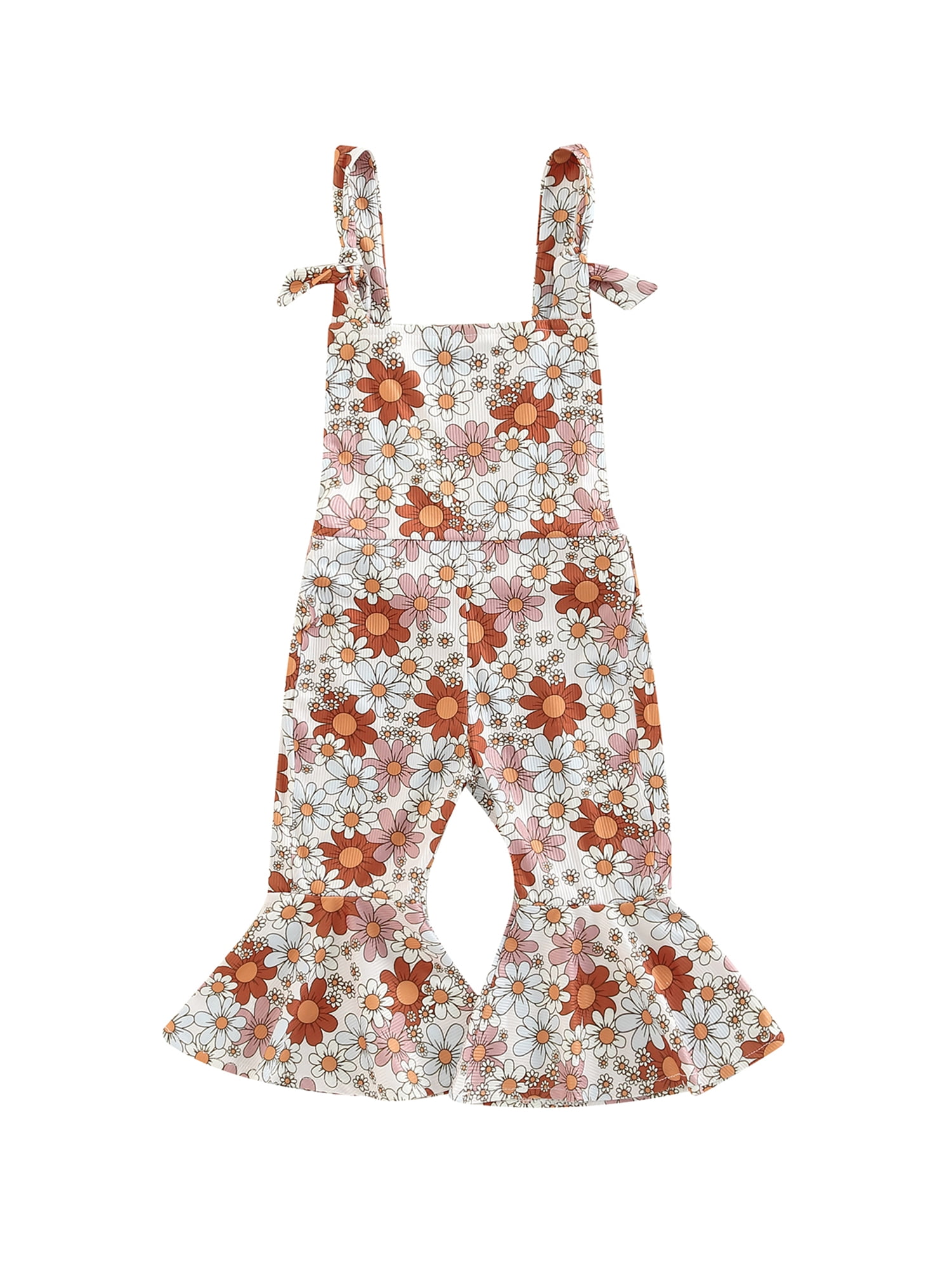 Infant Toddler Baby Girl Romper Jumpsuit Suspender Floral Print One Piece Outfit Bell Bottom ...