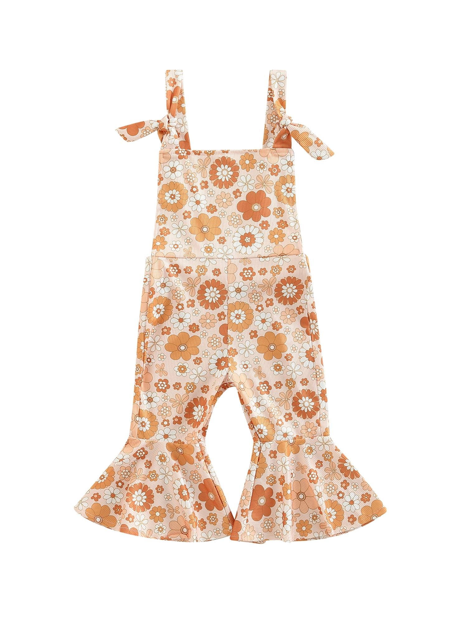 Infant Toddler Baby Girl Romper Jumpsuit Suspender Floral Print One Piece Outfit Bell Bottom ...