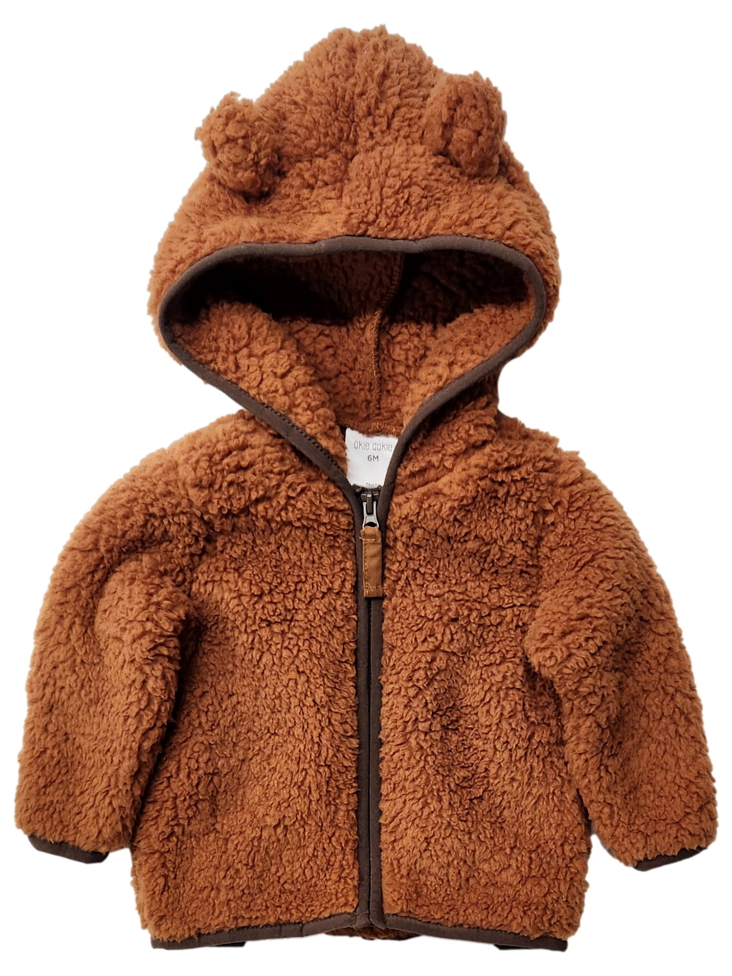 Infant & Toddler Boys Brown Fleece Zip Front Jacket Hooded Coat 6 ...