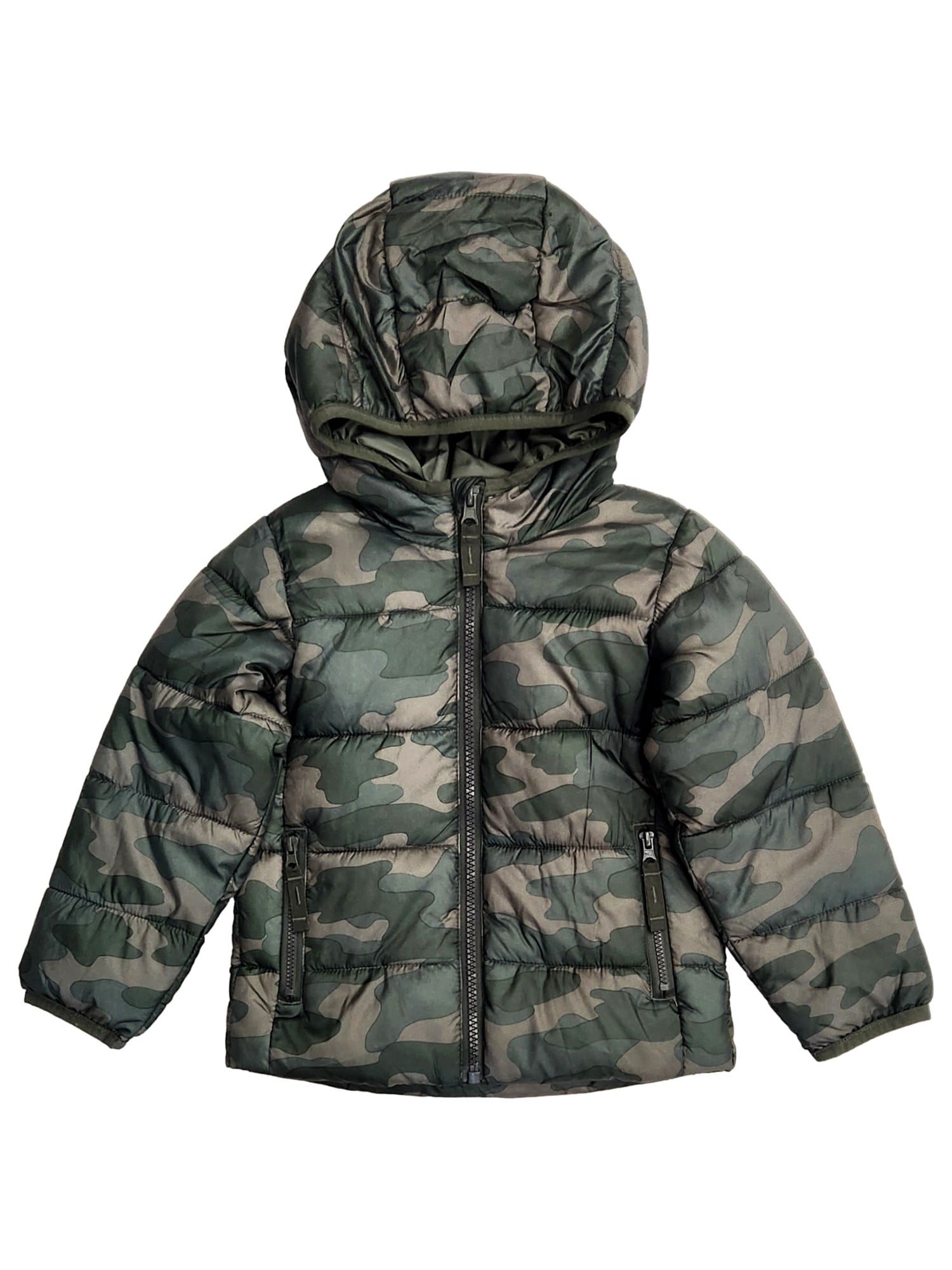 Infant & Toddler Boys Green Camouflage Puffer Jacket Hooded Coat 2T ...