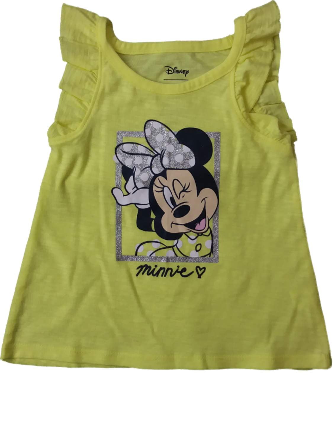 Infant & Toddler Girls Disney Minnie Mouse Yellow Glitter Ruffle Tee ...