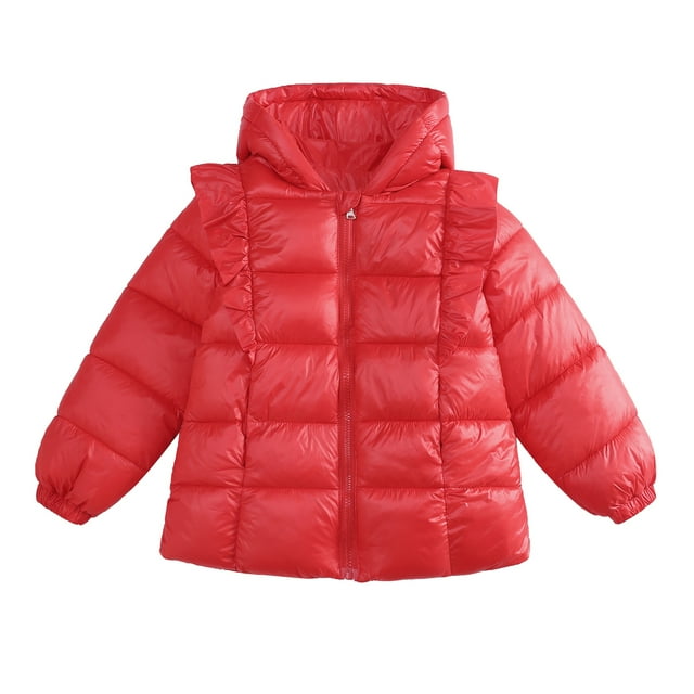 Infant Toddler Kid Little Girl Winter Coats Puffer Hooded Jacket Ruffle ...