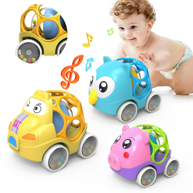 Infant Toys 12 Months Girls,Rattle Roll Car for Babies for 1 Year Old ...