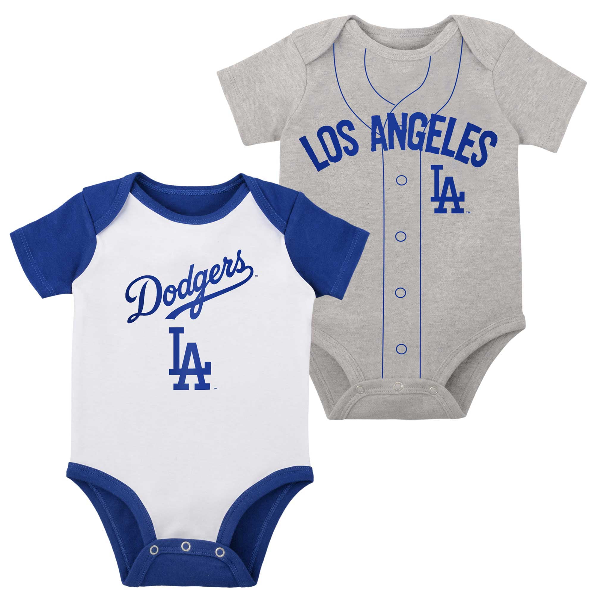 Infant White/Heather Gray Los Angeles Dodgers Two-Pack Little Slugger ...