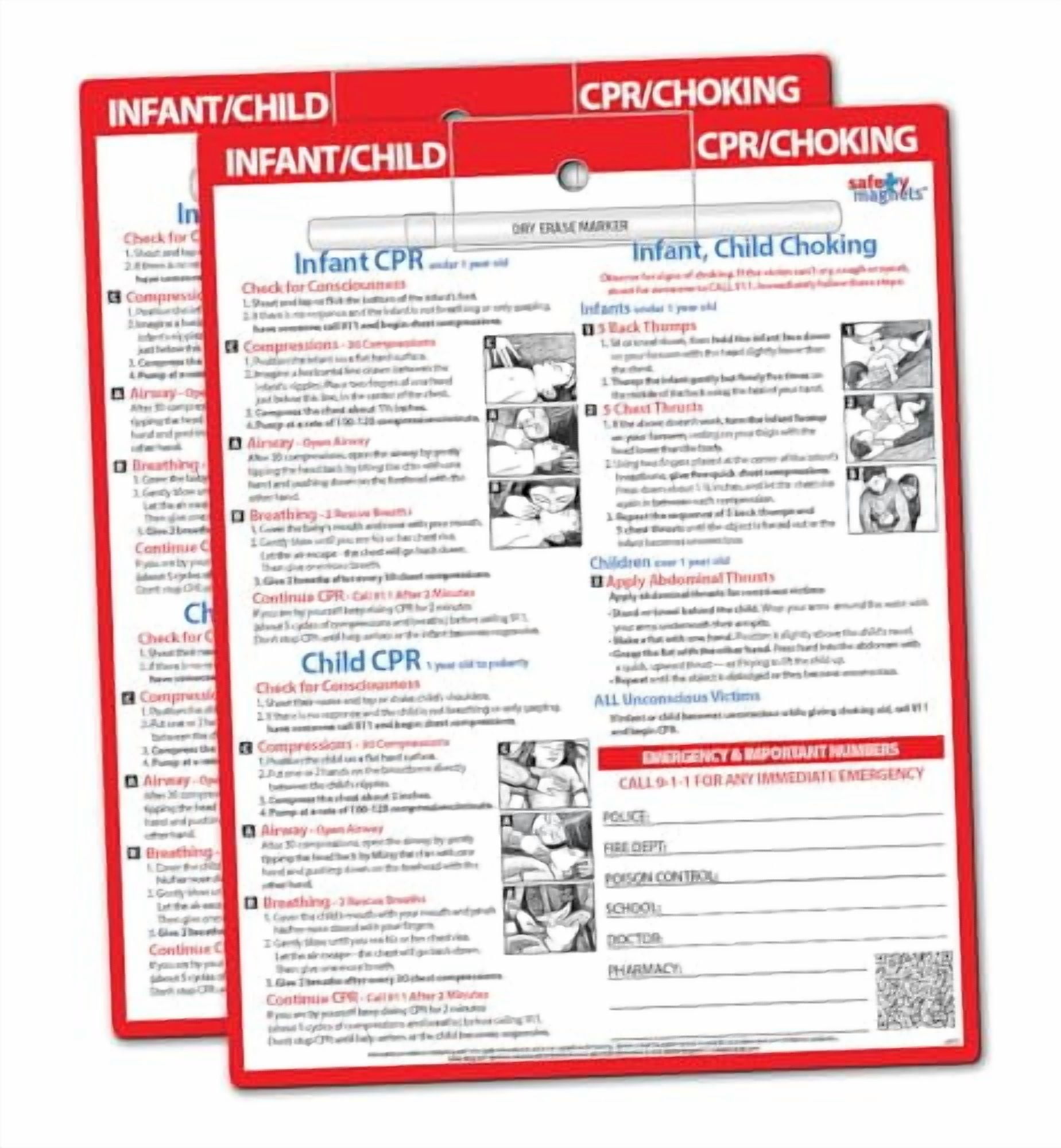 Infant and Child CPR and Choking Fridge Magnet (2 Pack) — Emergency ...