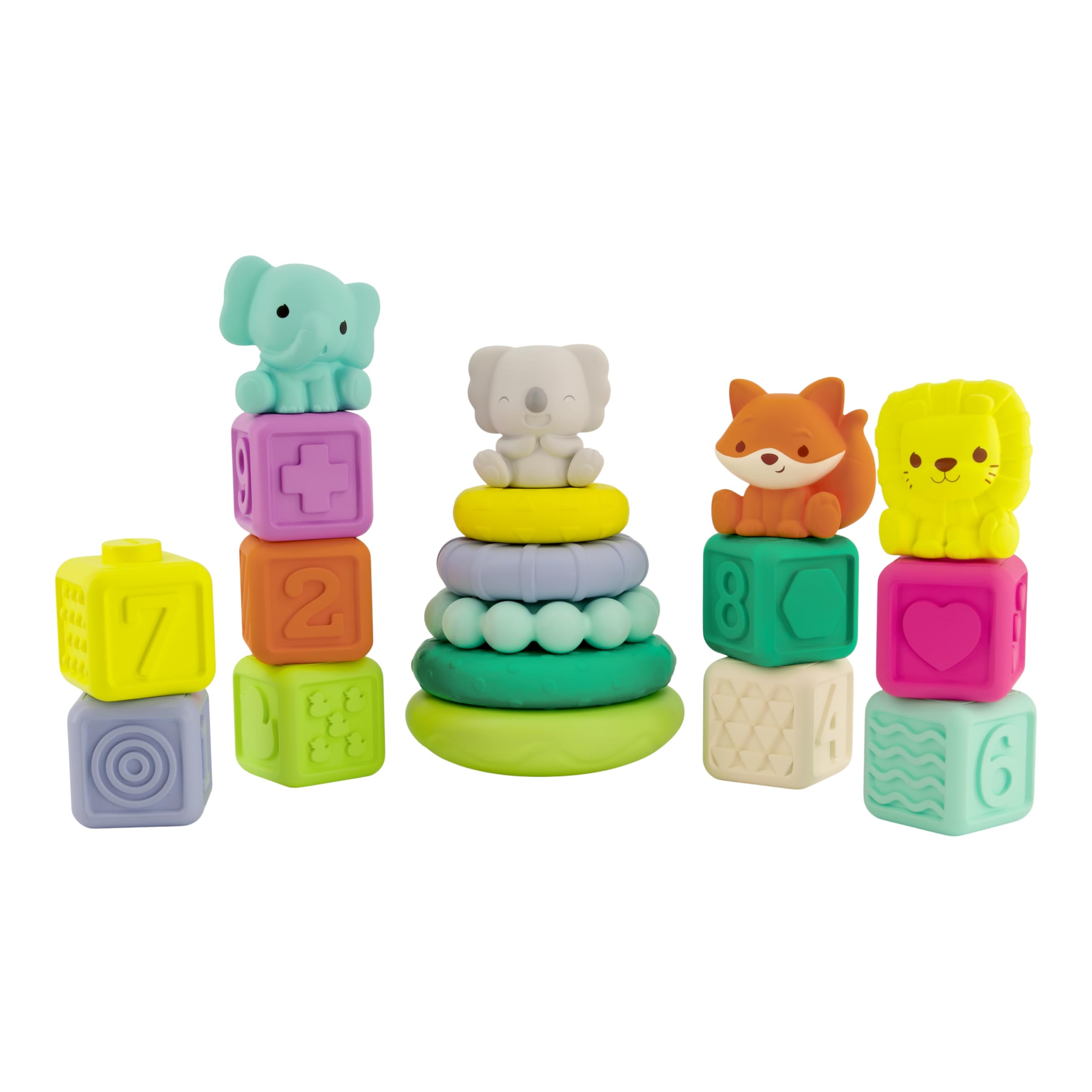 Infantino Stackables Activity Playset - Stacking Blocks, Rings and Pals ...