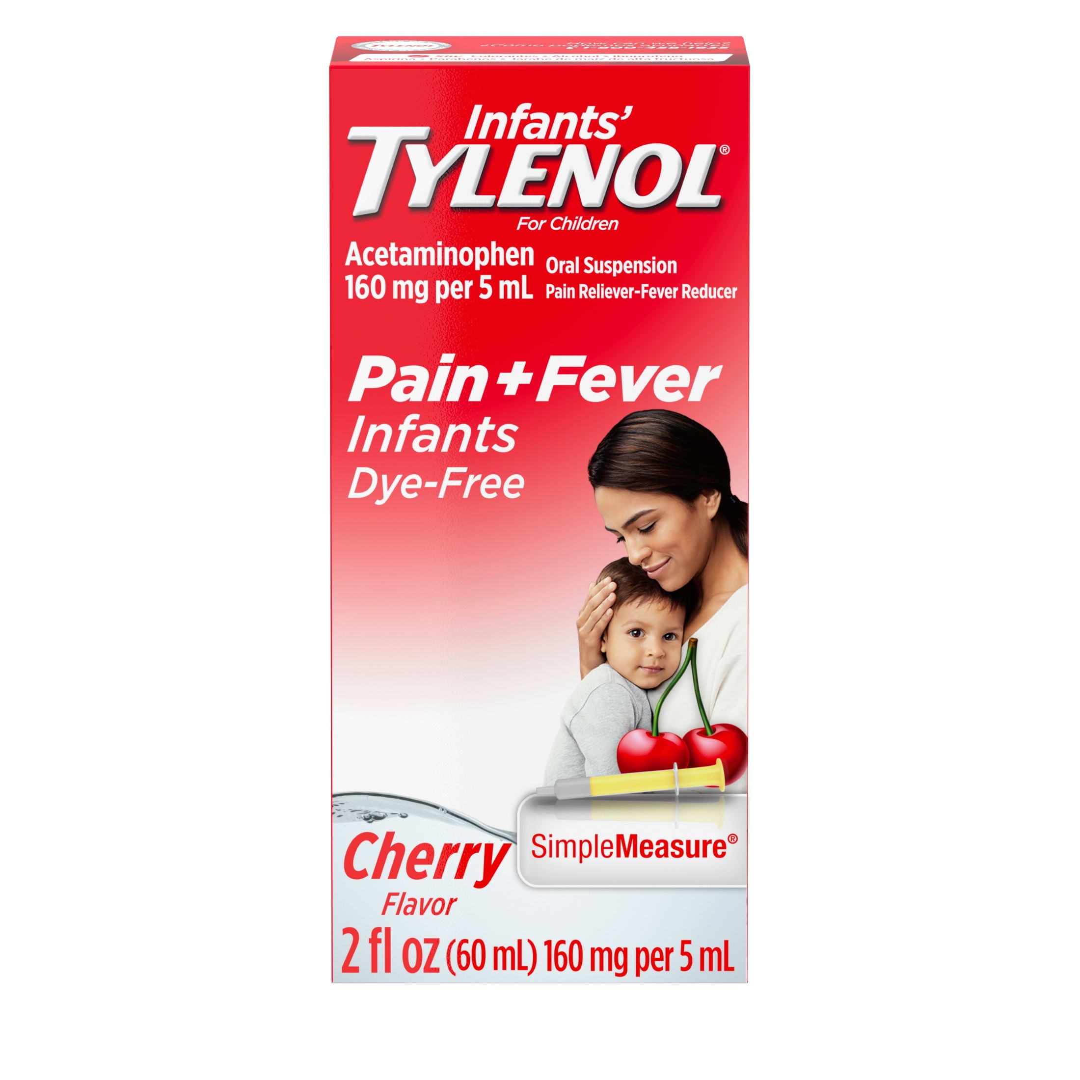 Infants Tylenol Acetaminophen Medicine Dye Free Cherry 2 Fl Oz