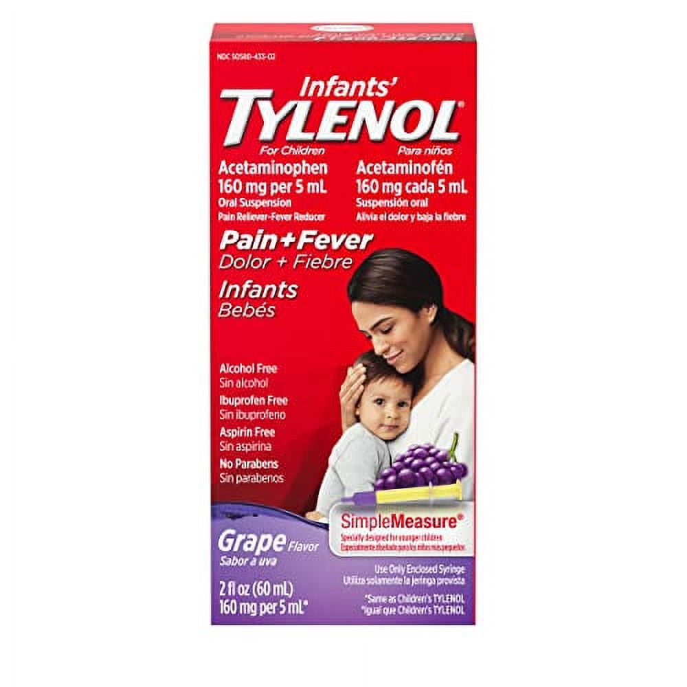 Infants' Tylenol Liquid Medicine with Acetaminophen, Pain Plus Fever ...
