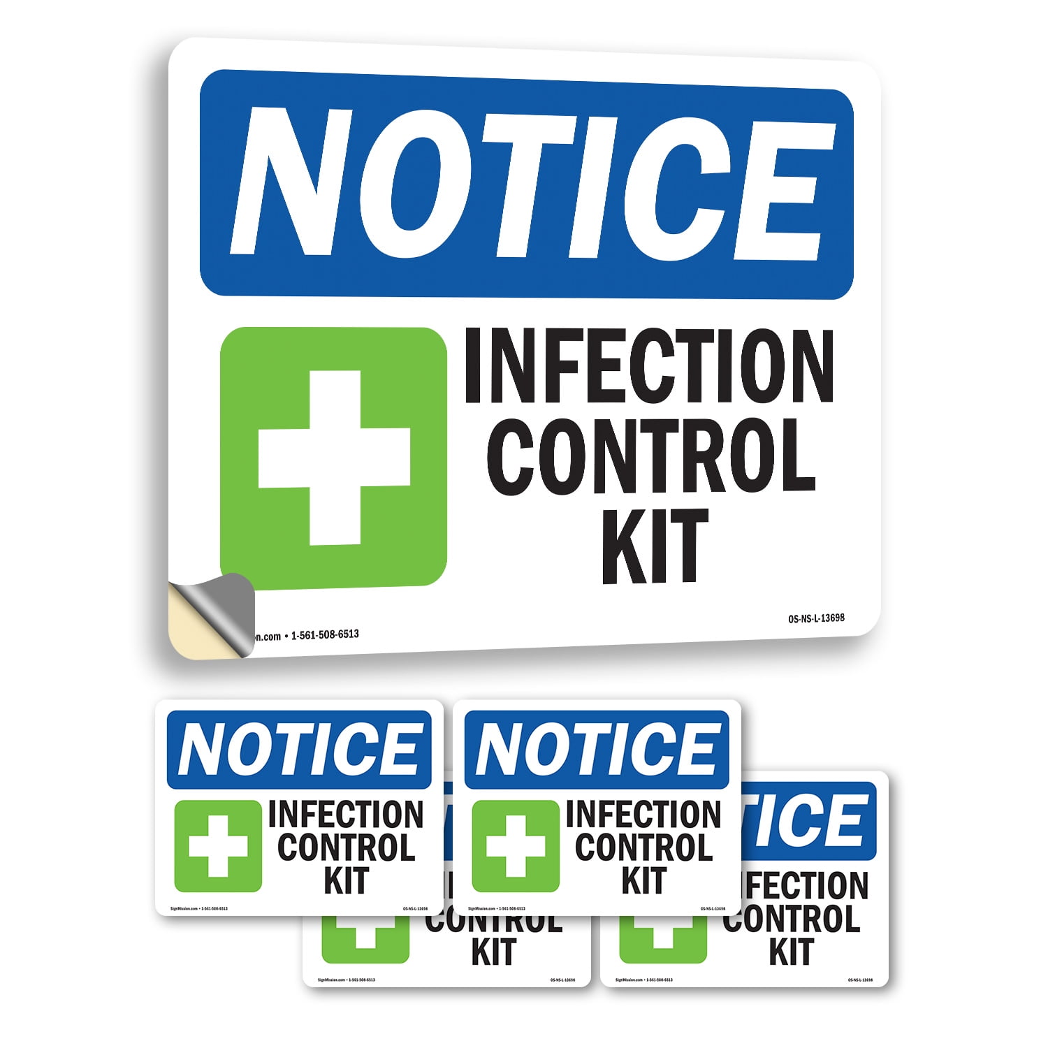 Infection Control Kit With Symbol OSHA Notice Vinyl Decal Label 10 Inch ...