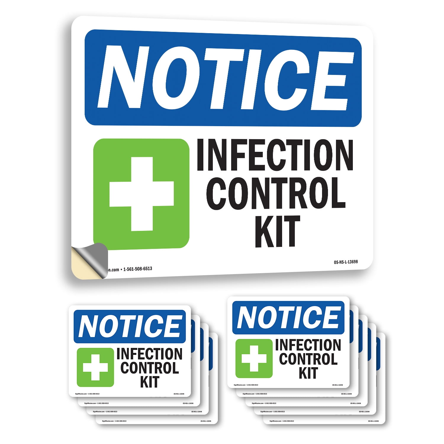 Infection Control Kit With Symbol OSHA Notice Vinyl Decal Label 5 Inch ...