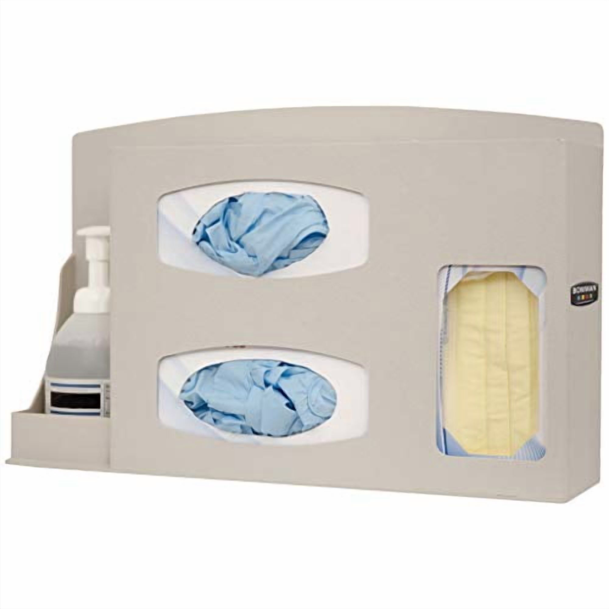 Infection Prevention Station: Holds 1 Bottle sanitizer, 2 Gloves, and 1 ...