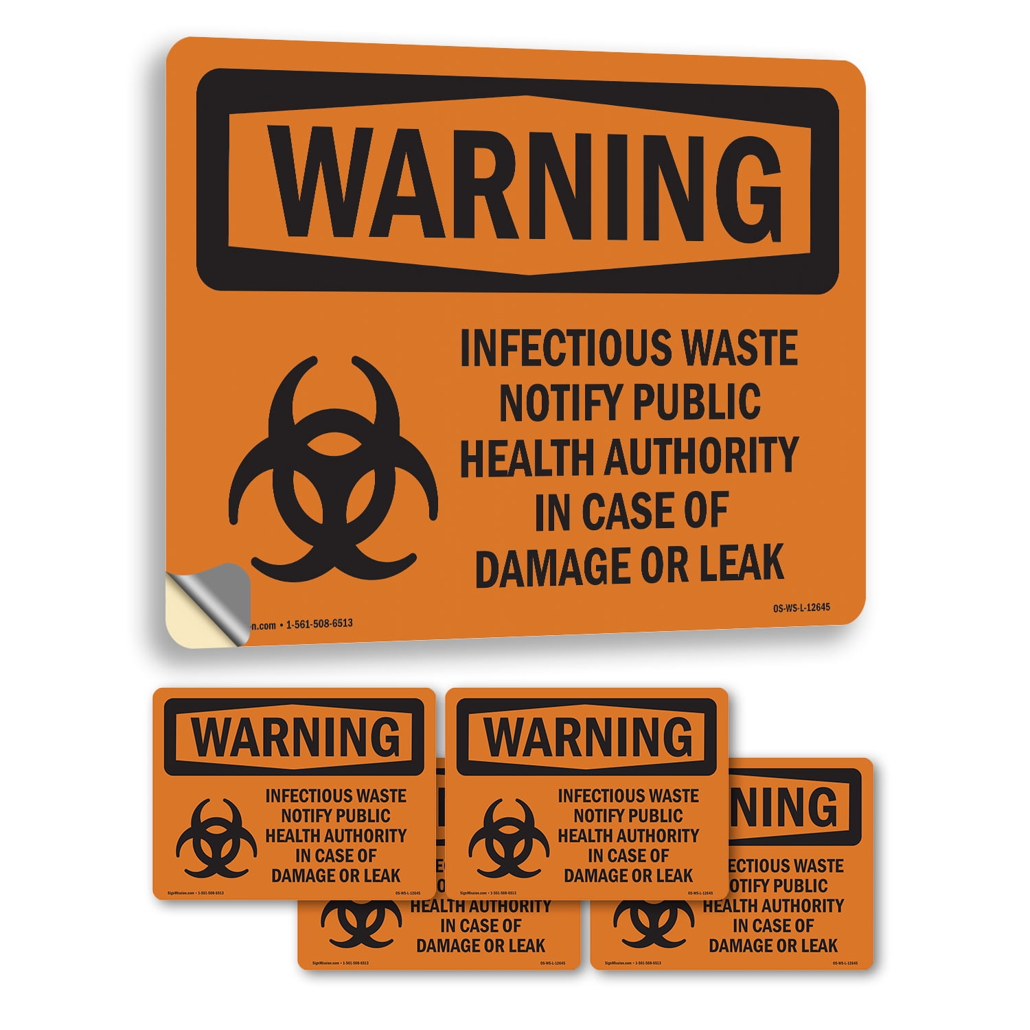Infectious Waste Notify Damage Or Leak OSHA WARNING Vinyl Decal Label ...
