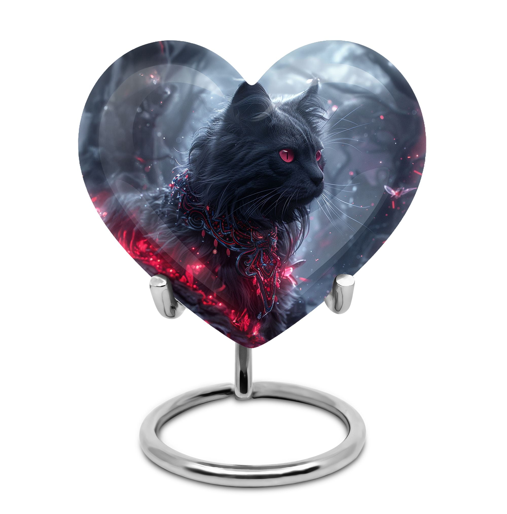 Infernal Feline Gaze Mini Heart Urns For Ashes - Companion Urn For Two ...