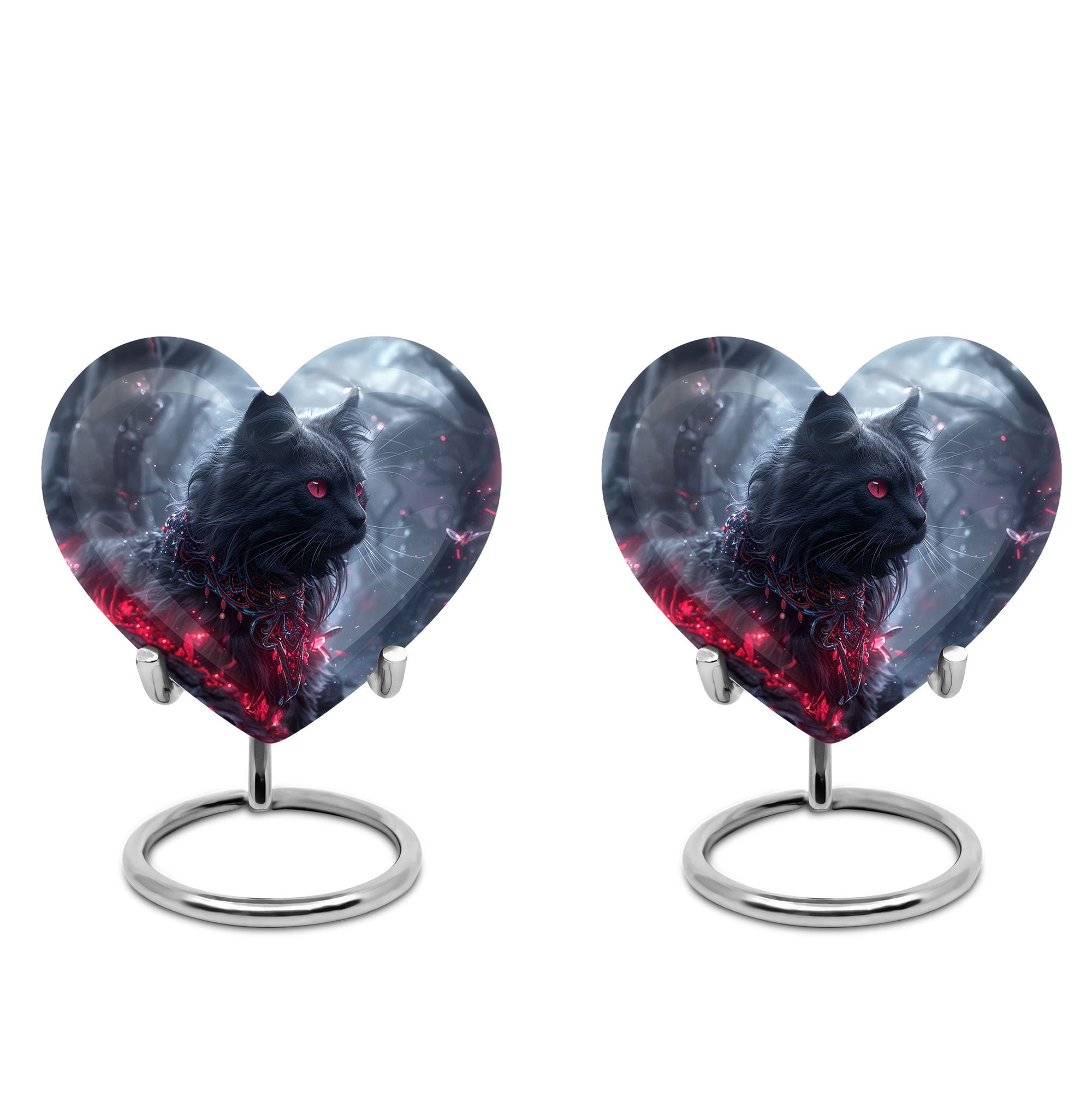 Infernal Feline Gaze Mini Heart Urns For Ashes - Companion Urn For Two ...