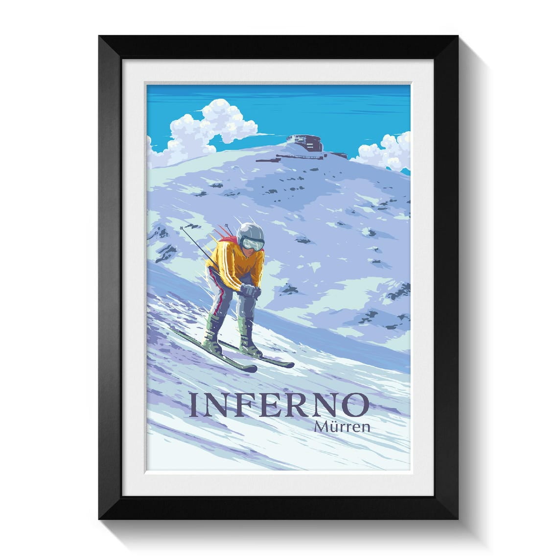 Inferno Downhill Ski Race Poster, Murren Ski Resort Print, Swiss Alps ...