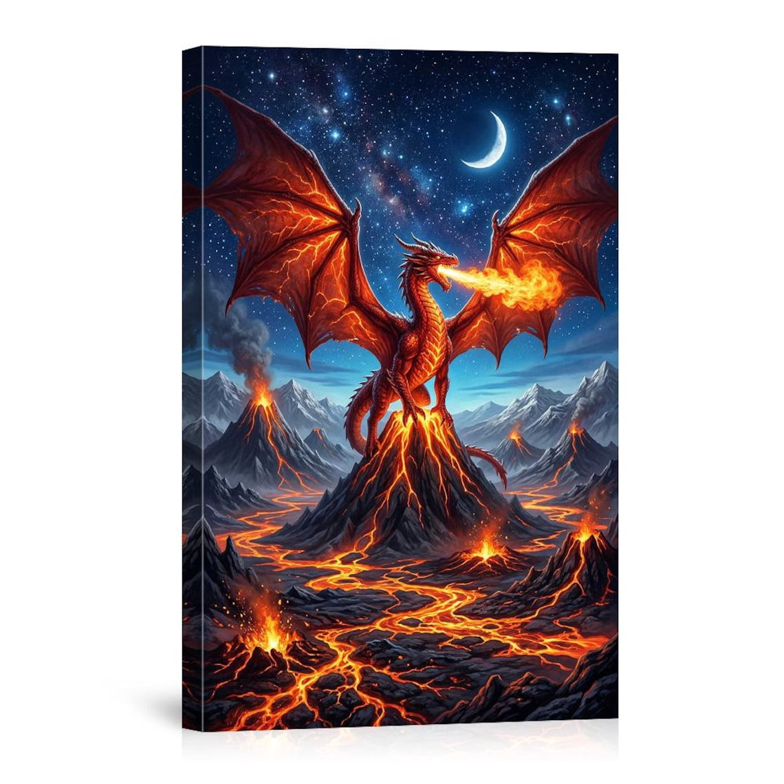Inferno Dragon Fiery Volcano Landscape Mythical Creature For Fantasy ...