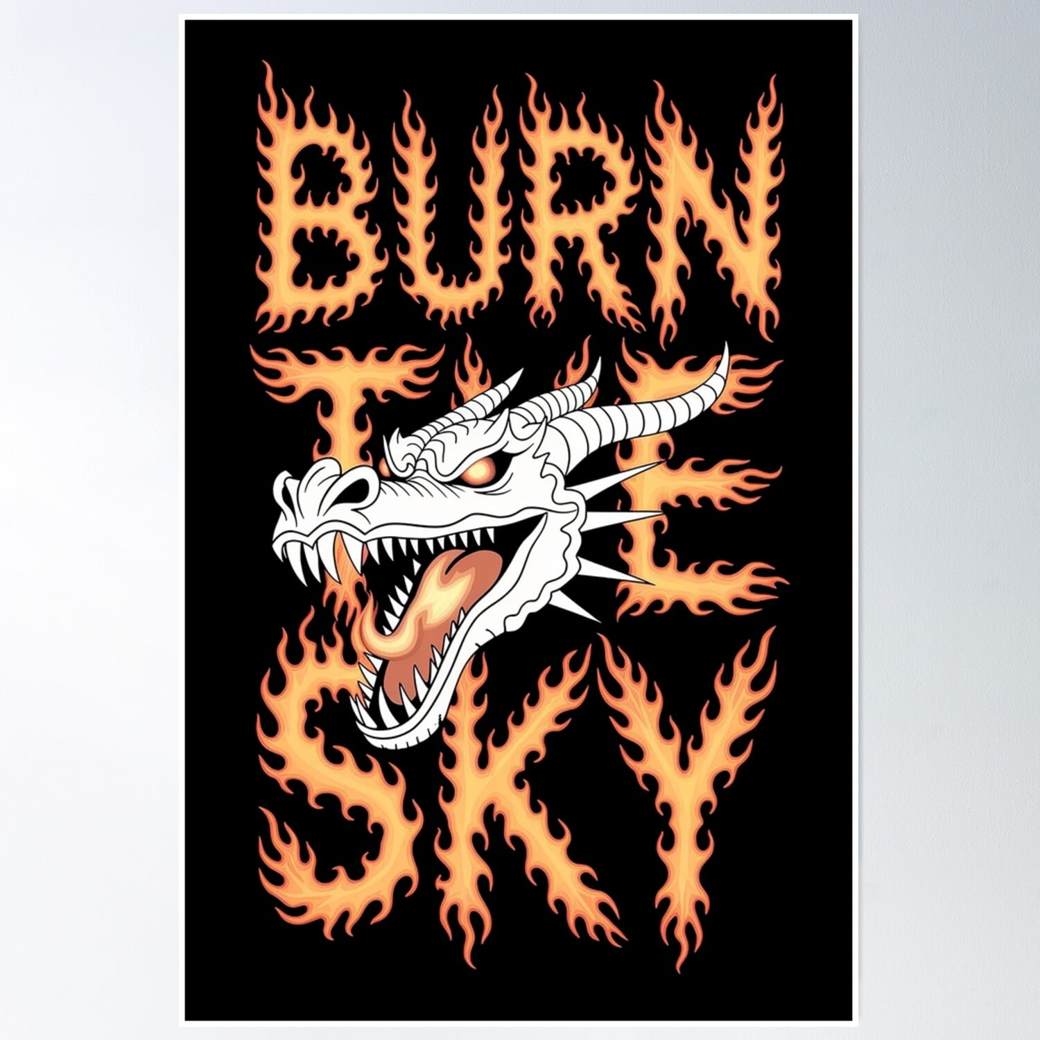 Inferno Dragon Rage Poster Wall Art, Modern Wall Decor, 8x12 UNFRAMED ...