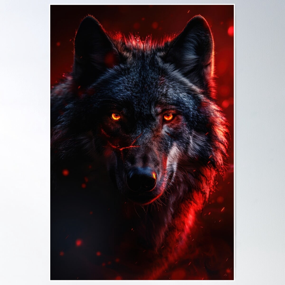 Inferno Eyes Wolf Poster Wall Art, Modern Wall Decor For Living Room ...