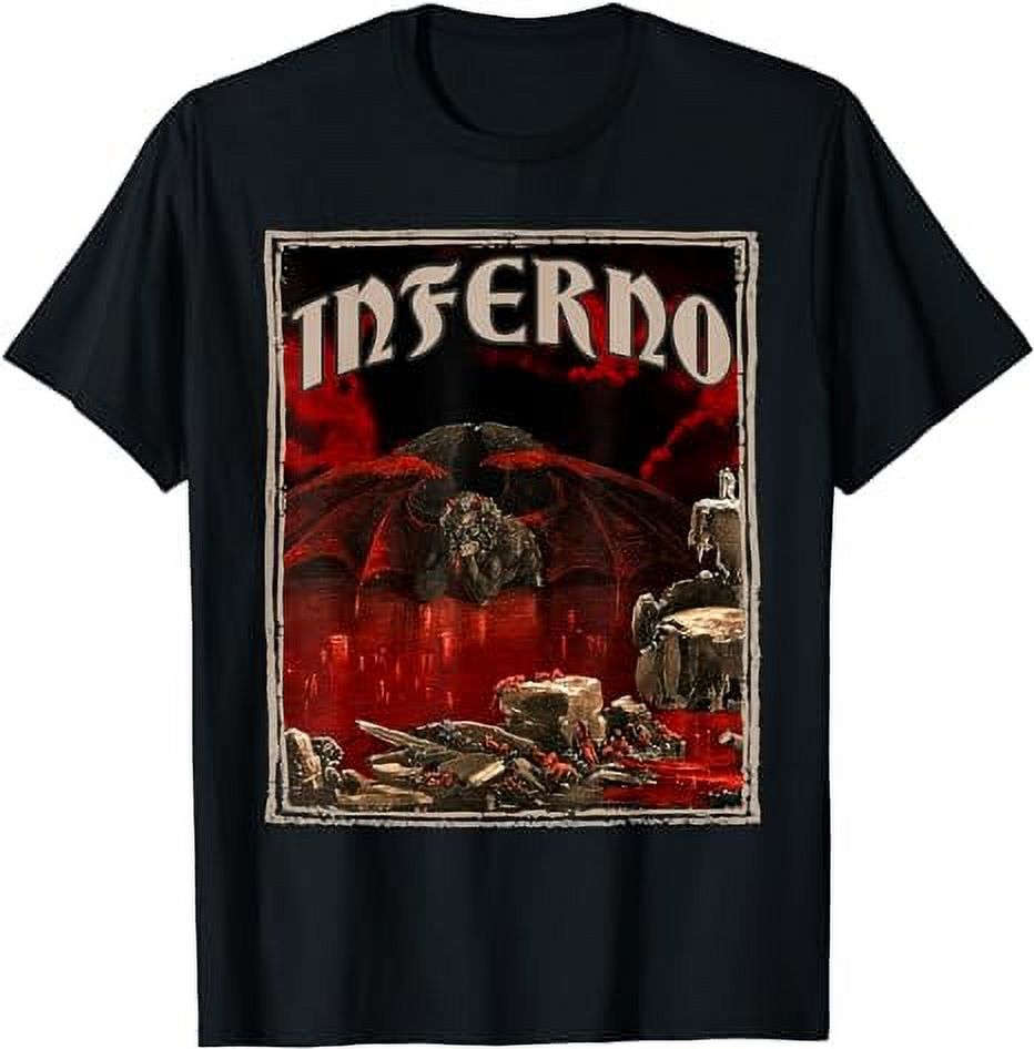 Inferno Portrait from inside Hell Grungy Occult Medieval Art T-Shirt ...