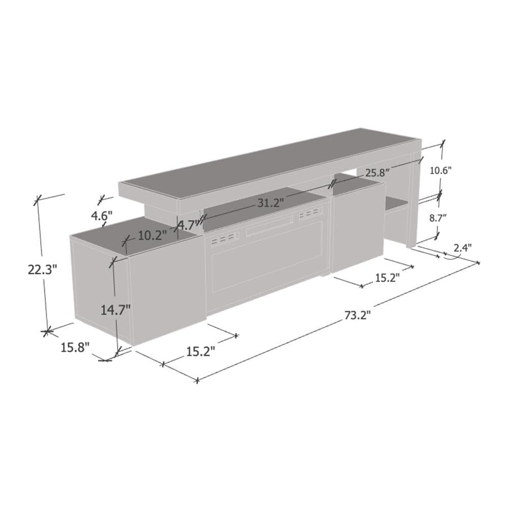 Inferno WH-EF Fireplace TV Stand for TVs up to 80", Modern High Gloss ...