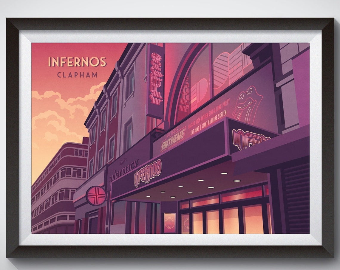 Infernos Nightclub Clapham Poster, London Travel Print, Clubbing London ...
