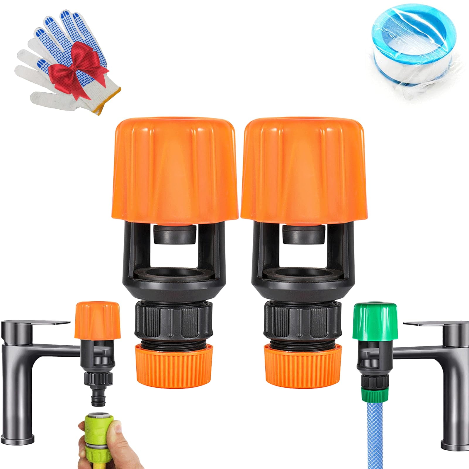 Inferright Mixer Tap Hose Connectors Set, Faucet Hose Connector Quick ...