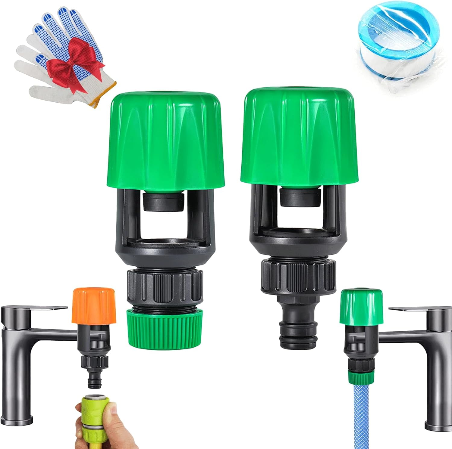 Inferright Mixer Tap Hose Connectors Set, Faucet Hose Connector Quick ...