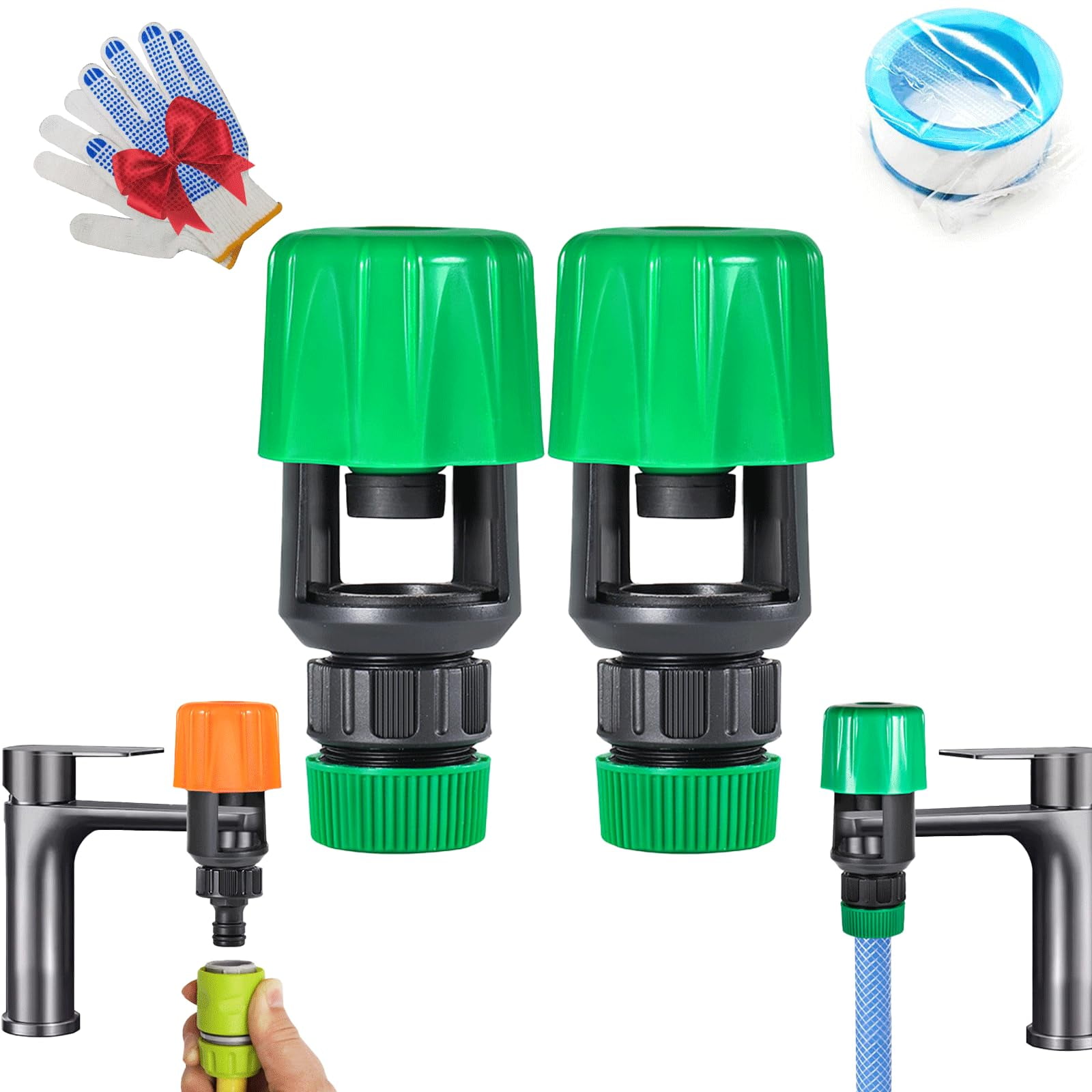 Inferright Mixer Tap Hose Connectors Set, Faucet Hose Connector Quick ...