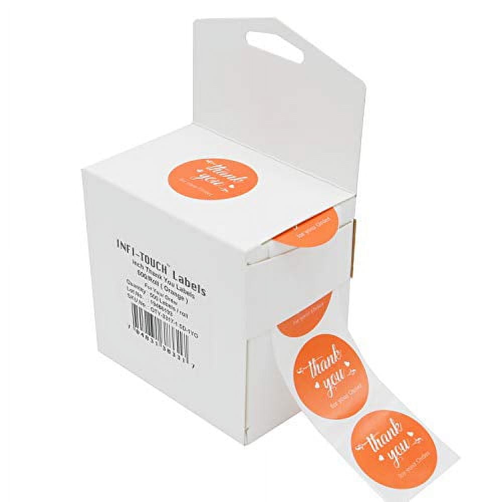 Infi-Touch 2" Orange Round Stickers 500 Labels Roll Easy Peel Dispenser ...
